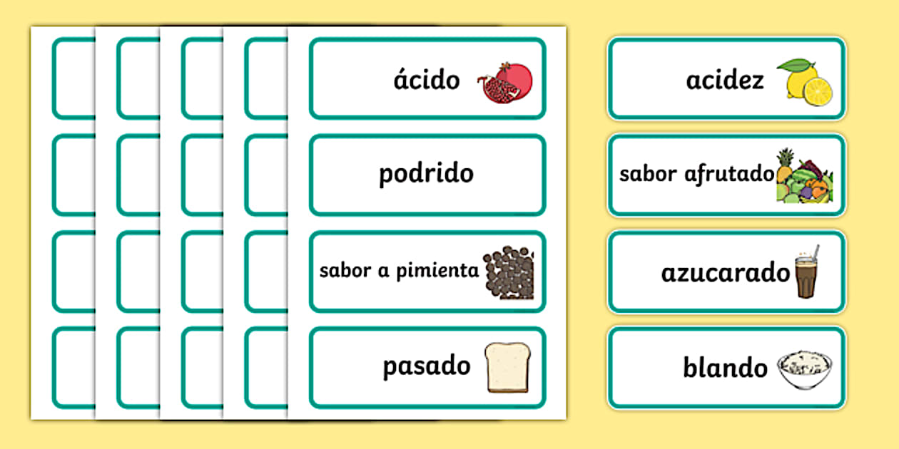 Taste Word Cards-Spanish (teacher made) - Twinkl