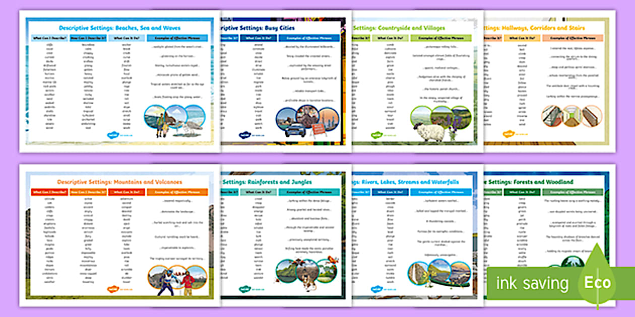 Dyslexic KS2 Descriptive Setting Word Mat Bumper Pack
