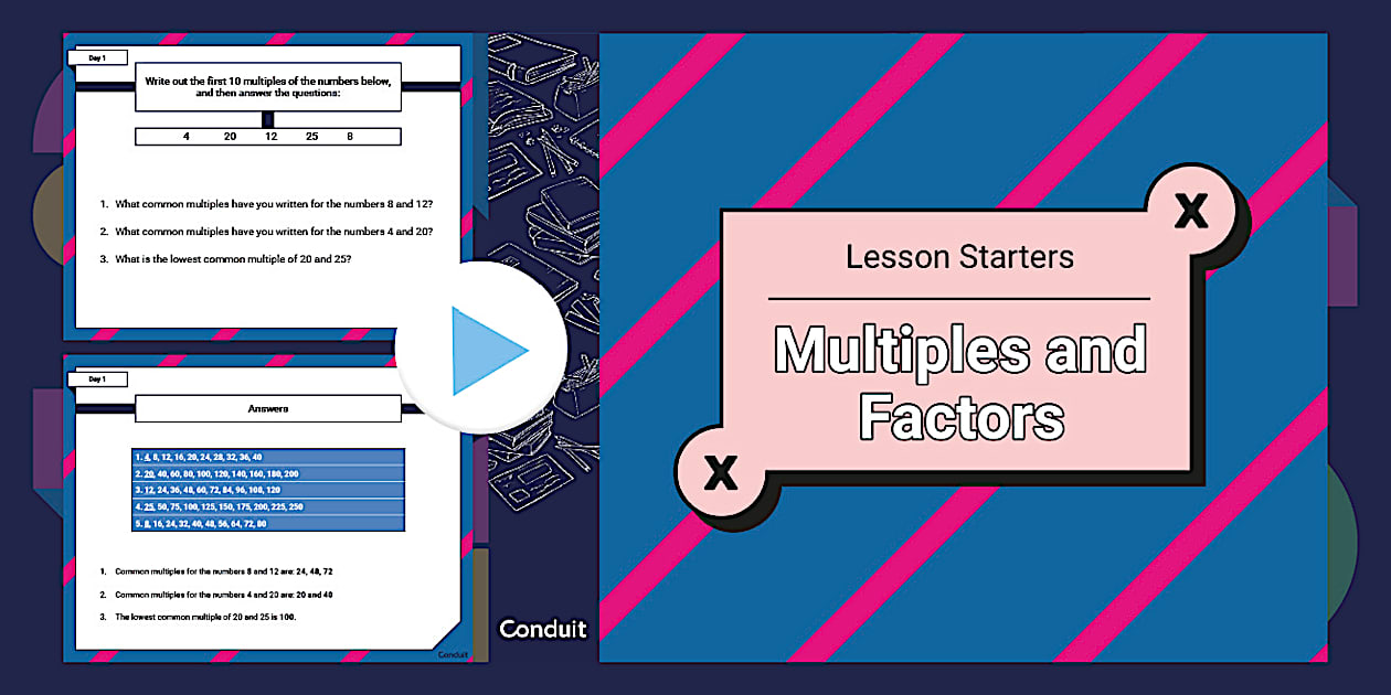 Multiples and Factors - Five Lesson Starters PowerPoint