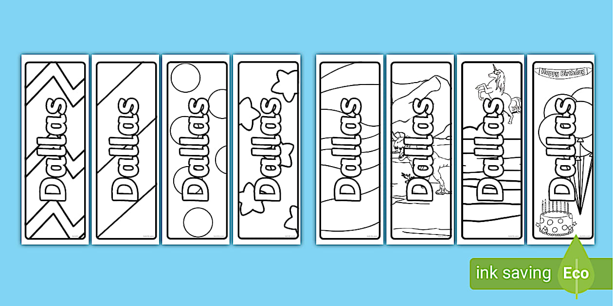 Dallas Name Simple Colouring Bookmarks (Teacher-Made)