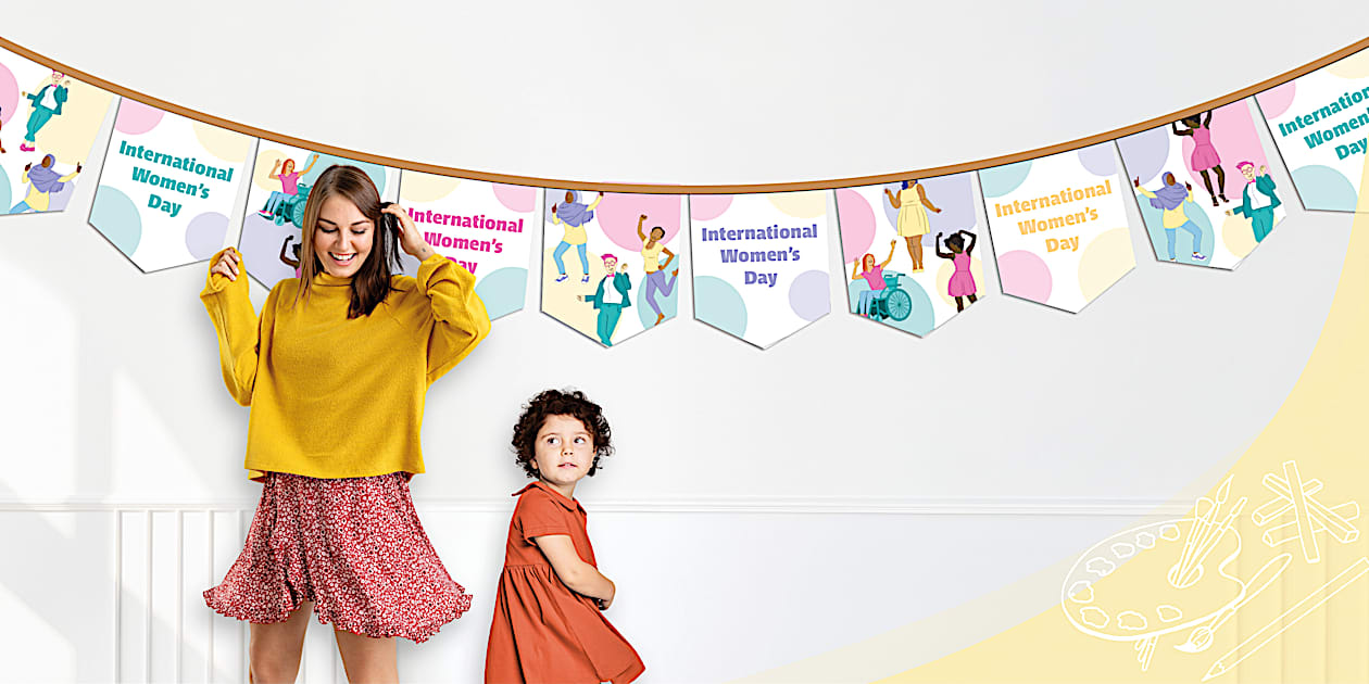 International Women's Day Illustrated Bunting (teacher made)