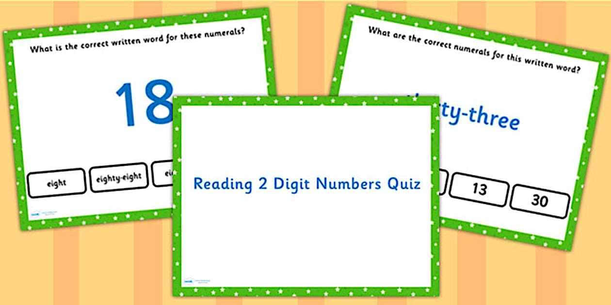 Reading 2 Digit Numbers PowerPoint Quiz (teacher made)