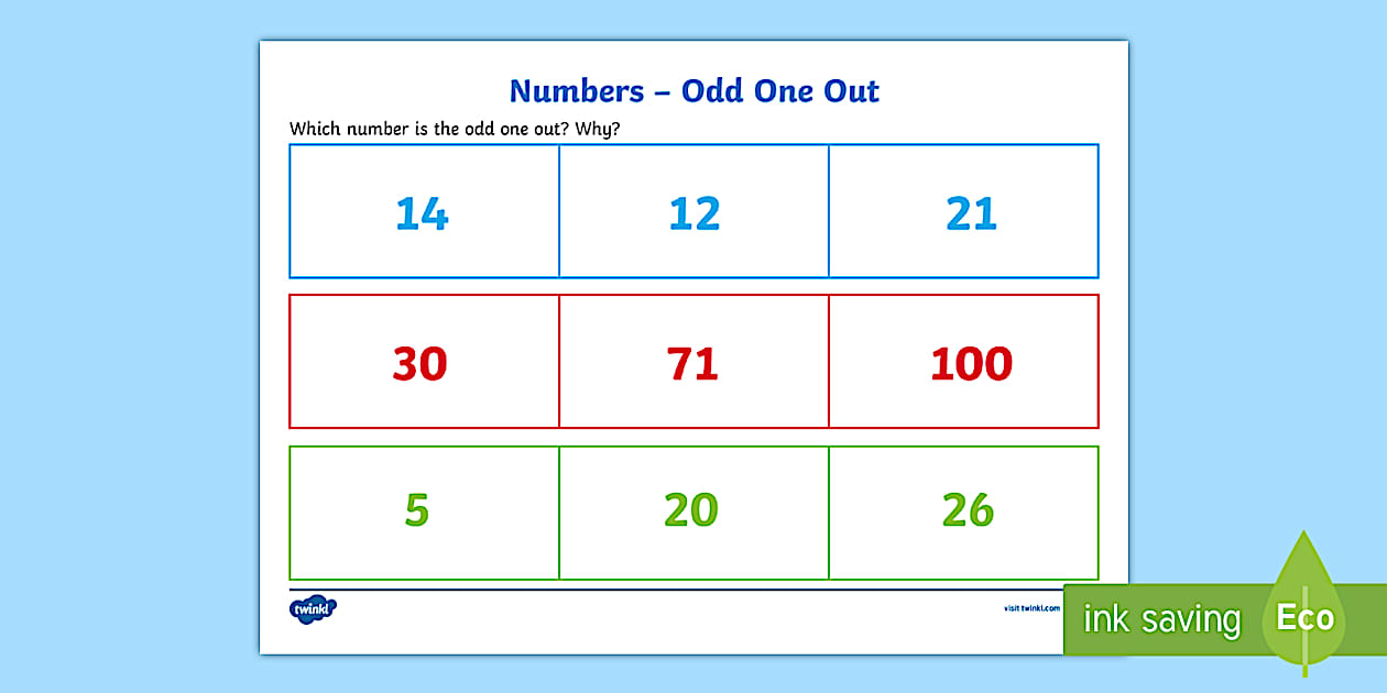 Numbers Odd One Out Worksheet / Worksheet (teacher made)