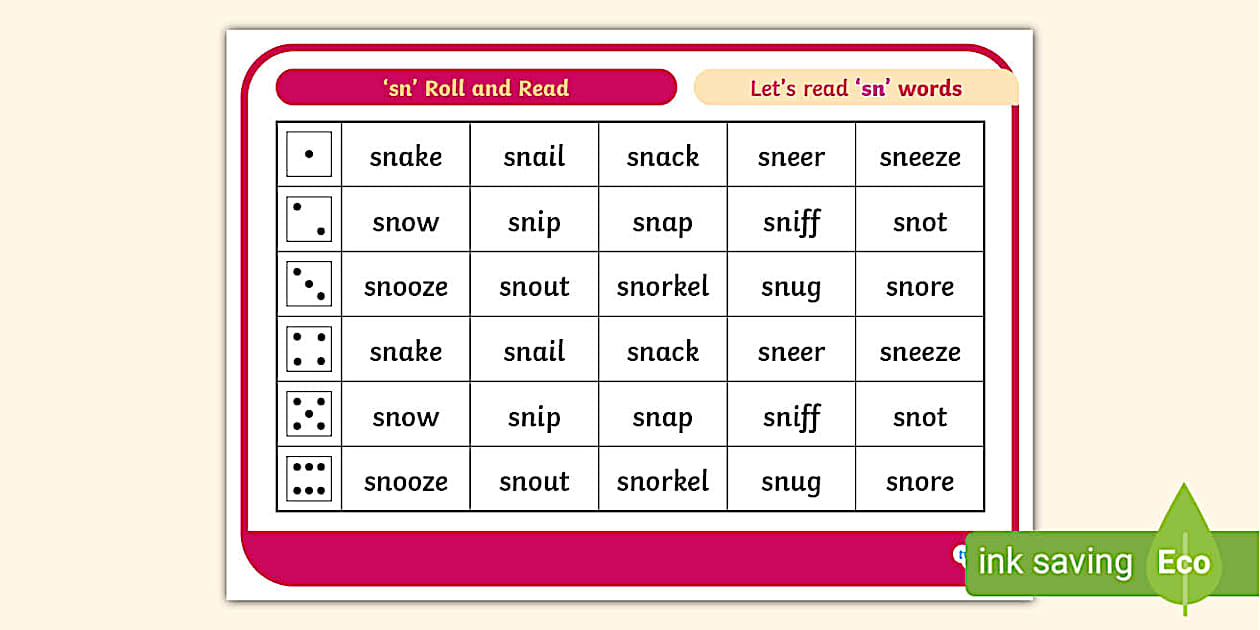 'sn' Roll and Read Board Game (teacher made) - Twinkl