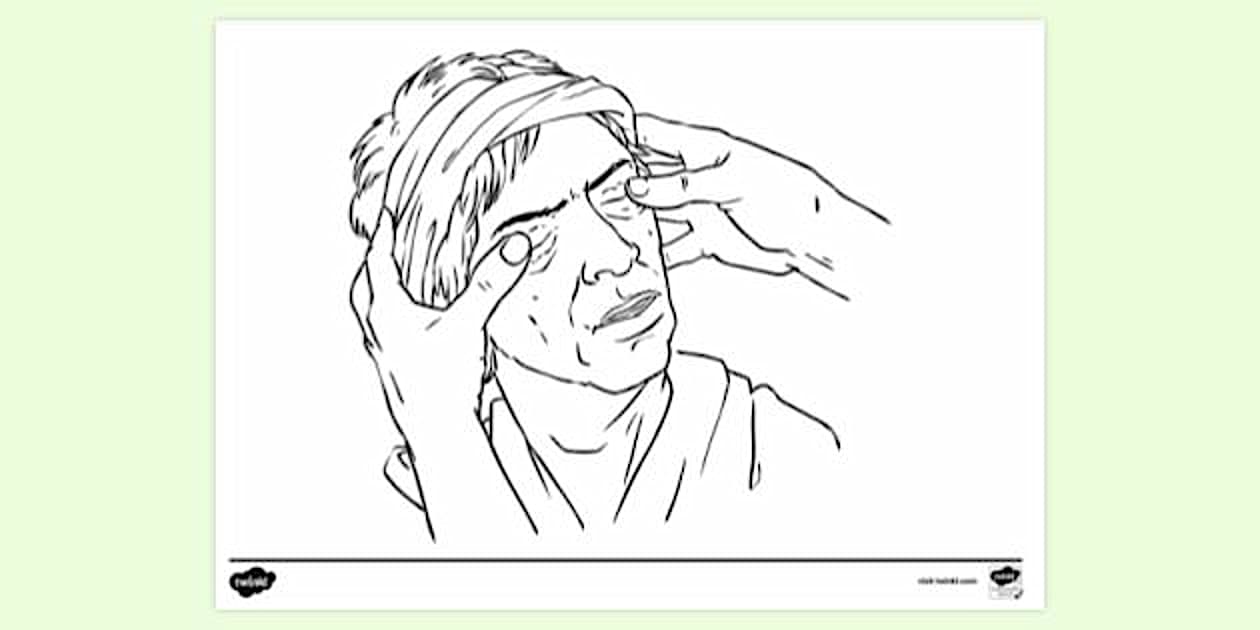 The Blind Man Healed Colouring | Colouring Sheet - Twinkl