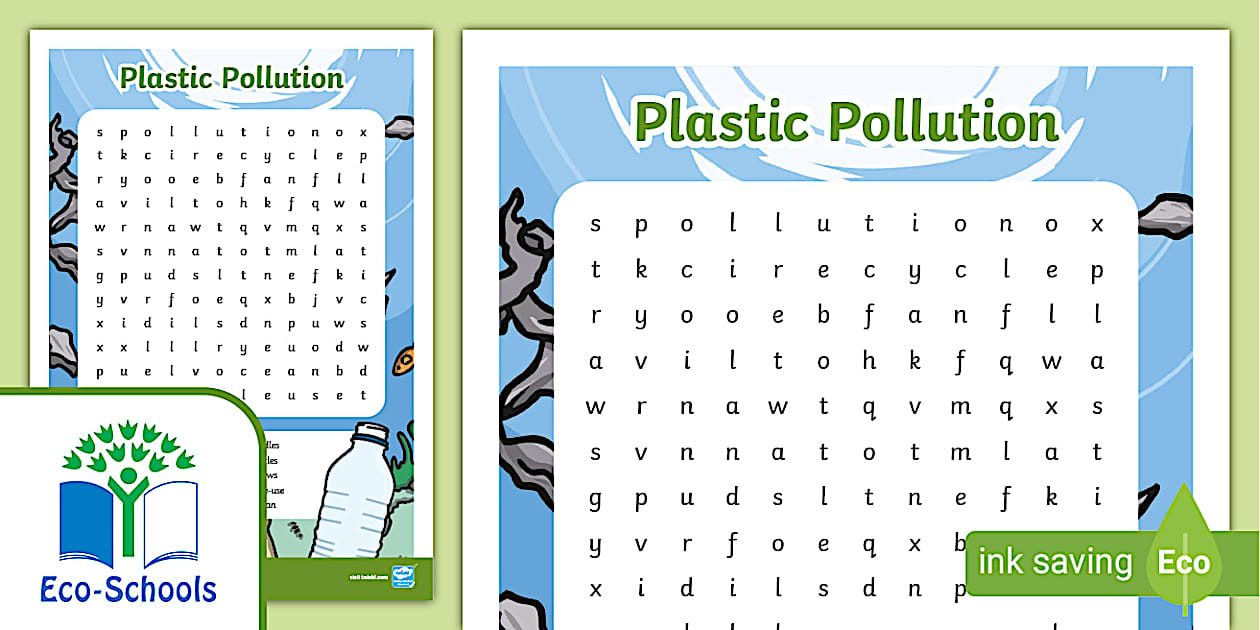 Eco-Schools NI: Plastic Pollution Wordsearch (teacher made)