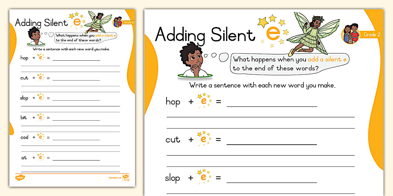 Grade 2 Phonics: Adding Silent e (professor feito) - Twinkl
