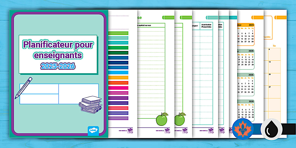 Editable Primary Teacher Planner 2025-2026 French - Twinkl