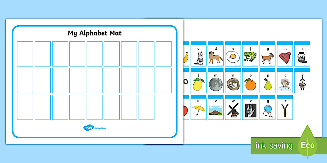 Cursive AZ Alphabet Mat Cut and Stick Activity - Twinkl