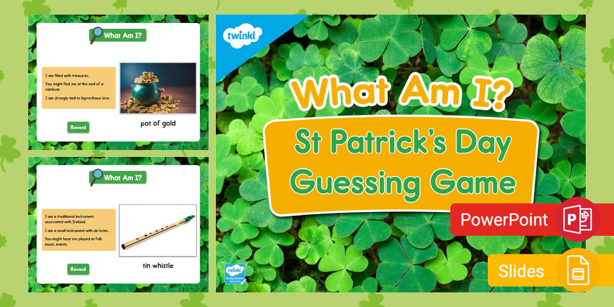 St. Patrick's Day What Am I? Guessing Game PowerPoint & Slide