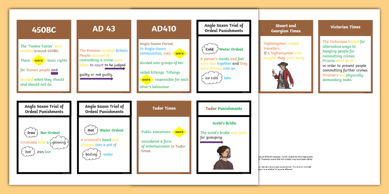 Colourful Semantics Crime Punishment Description Cards