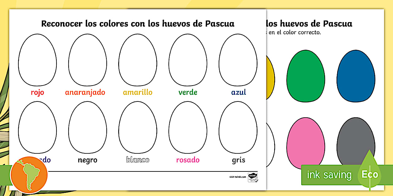 Ficha de actividad: Reconocer los colores con los huevos de Pascua