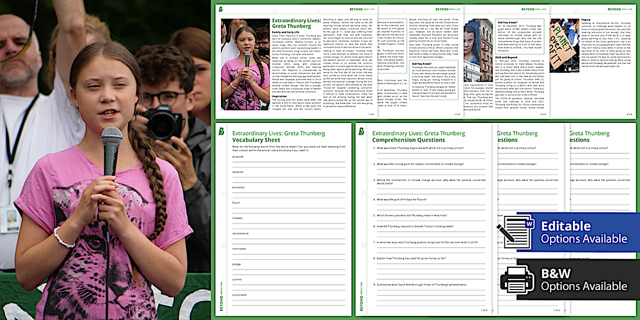 Extraordinary Lives: Greta Thunberg Differentiated Reading Comprehension