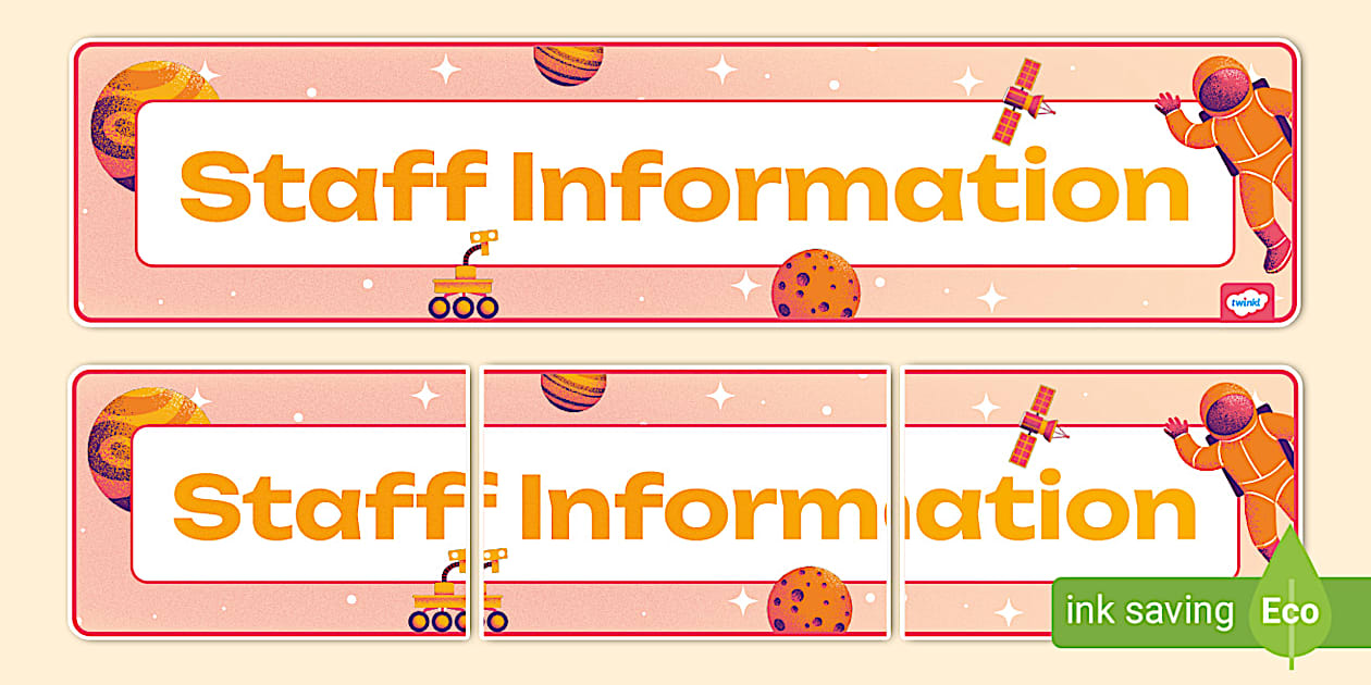 Space-Themed Staff Information Display Banner (teacher made)