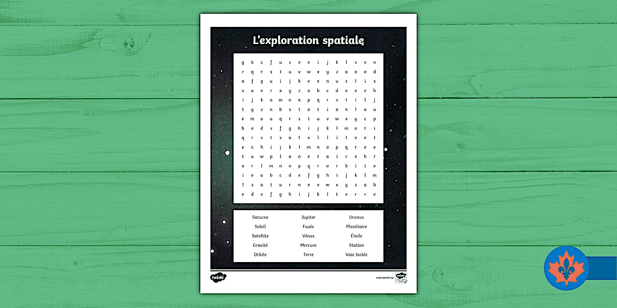 Space Exploration Word Search French