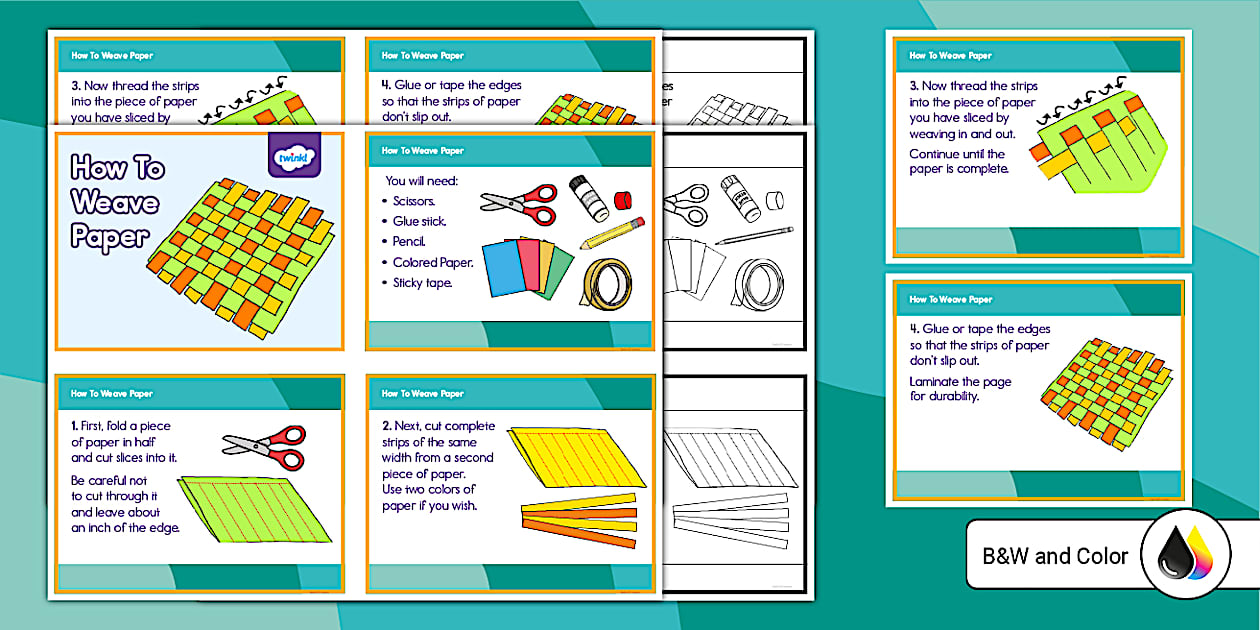 Paper Weaving Craft Instruction Cards - Twinkl