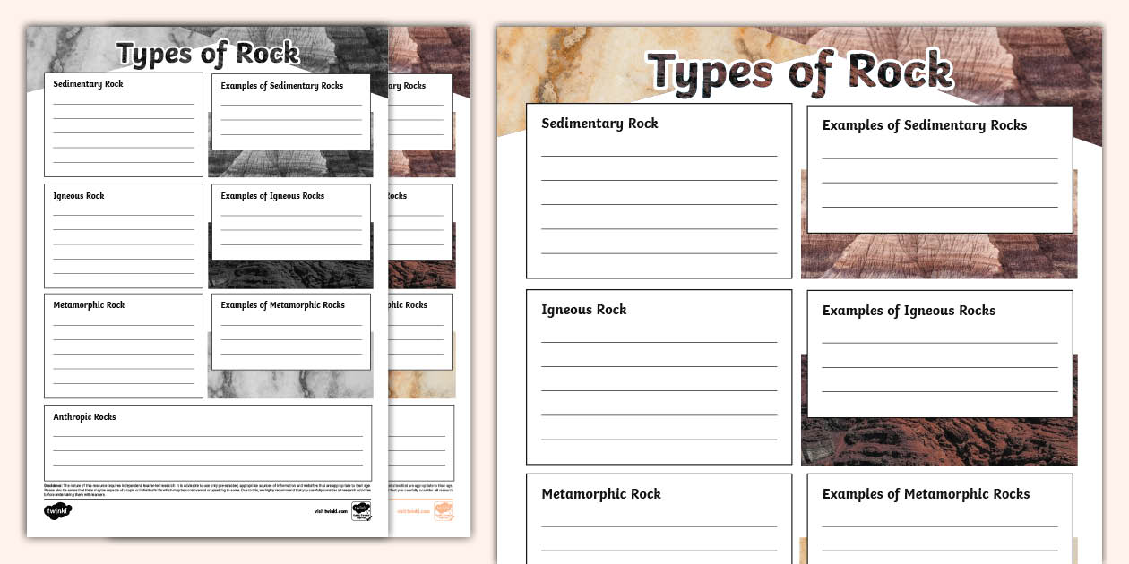 Types of Rock Fact File Template (teacher made) - Twinkl