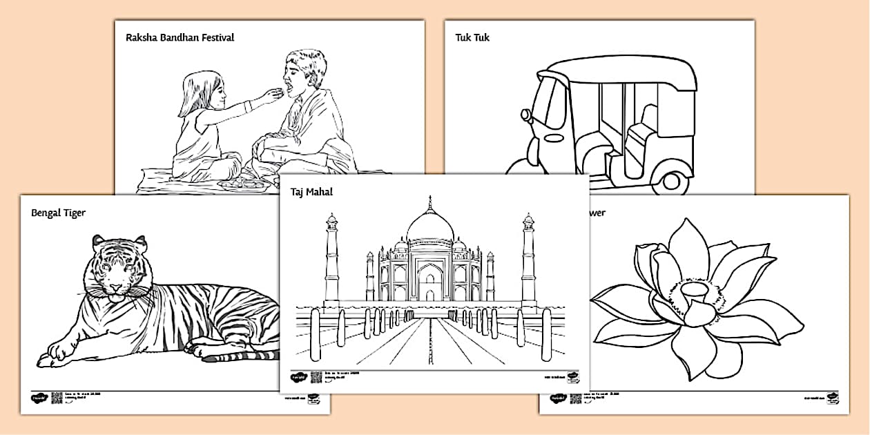 India Colouring Pages (teacher made) - Twinkl