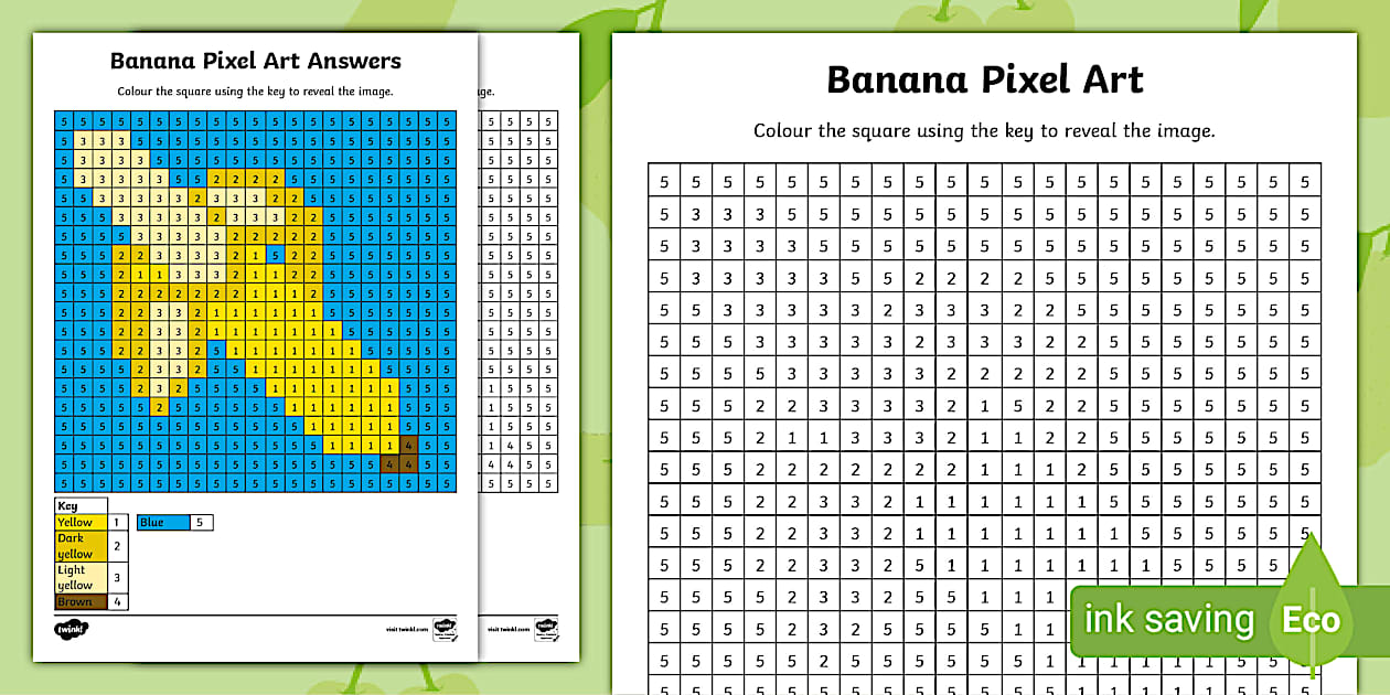 Banana Pixel Art Template (teacher made) - Twinkl