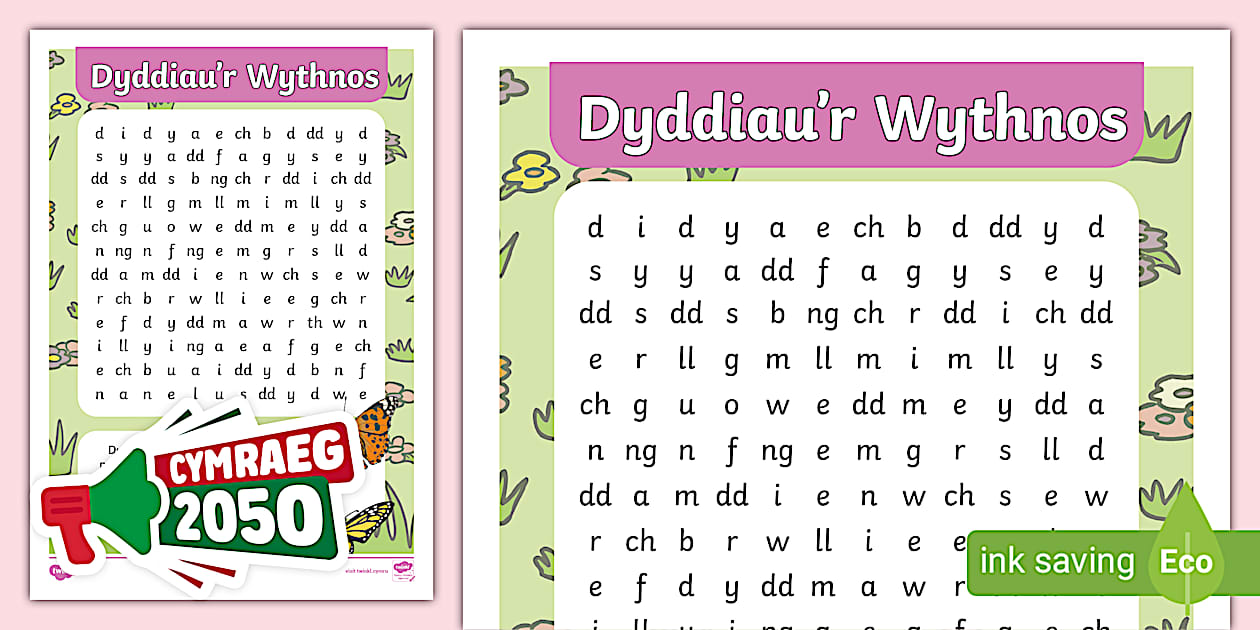 Welsh Week Days Word Search | Wales Teaching Resources