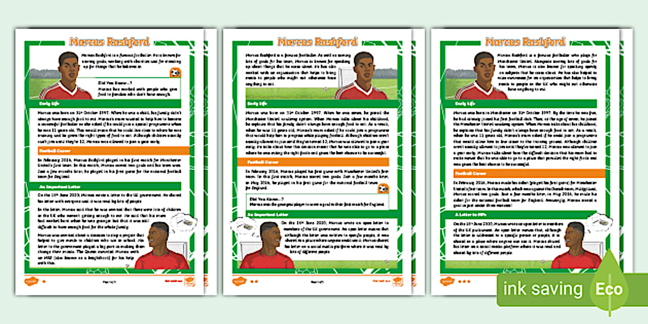 KS2 Marcus Rashford Differentiated Reading Comprehension
