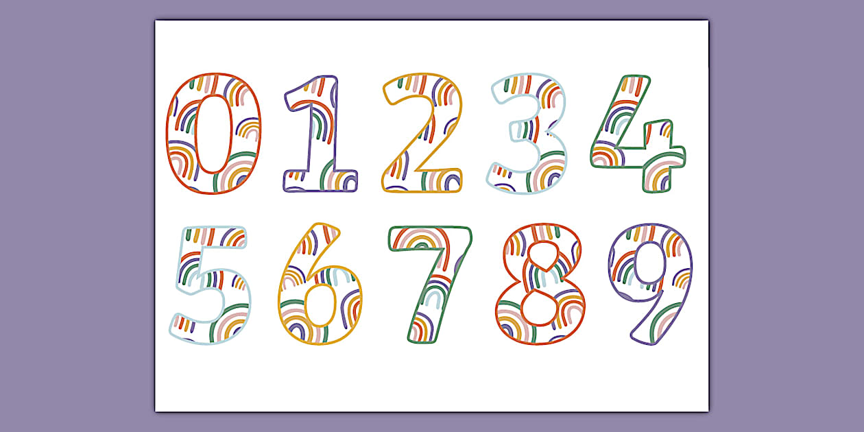 Muted Rainbow Display Numbers (teacher made) - Twinkl