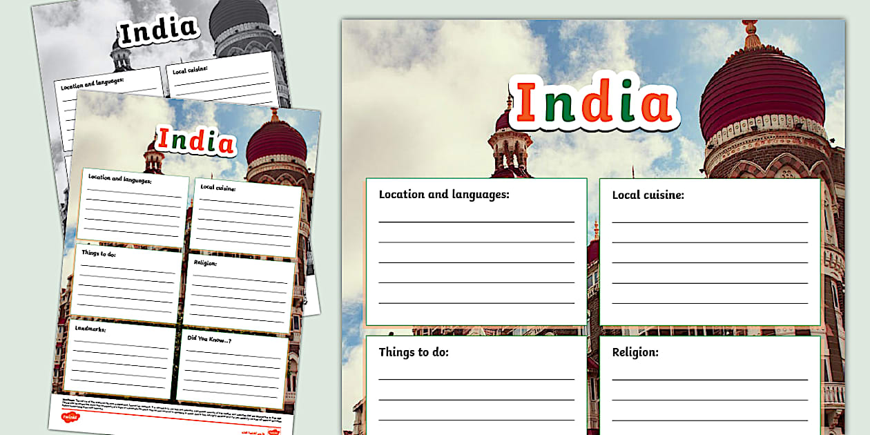 India Fact File Template (teacher made) - Twinkl