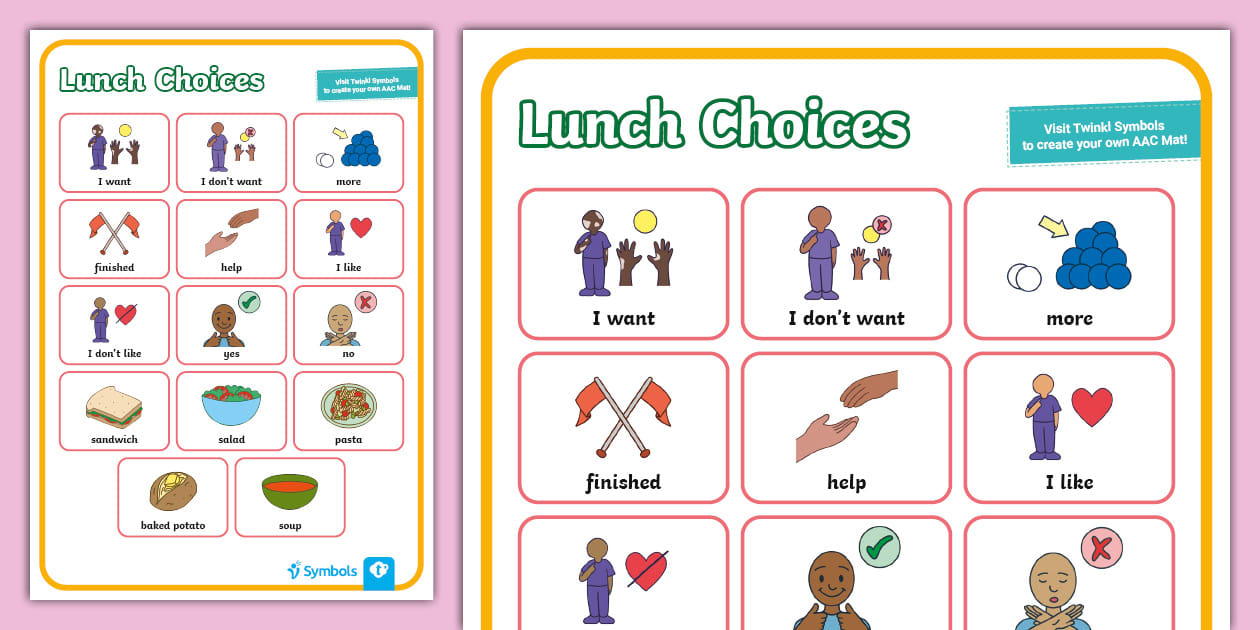 Twinkl Symbols: Lunch Choices AAC Mat (Teacher-Made)