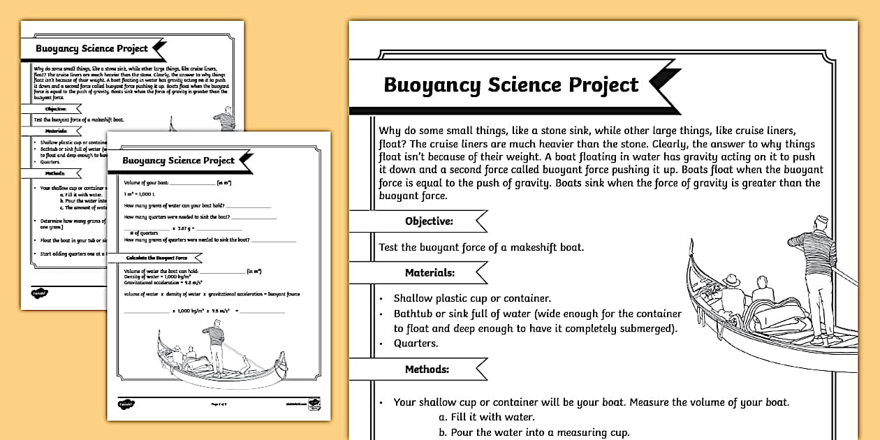 Buoyant Force of Water | Science Worksheet | Twinkl USA