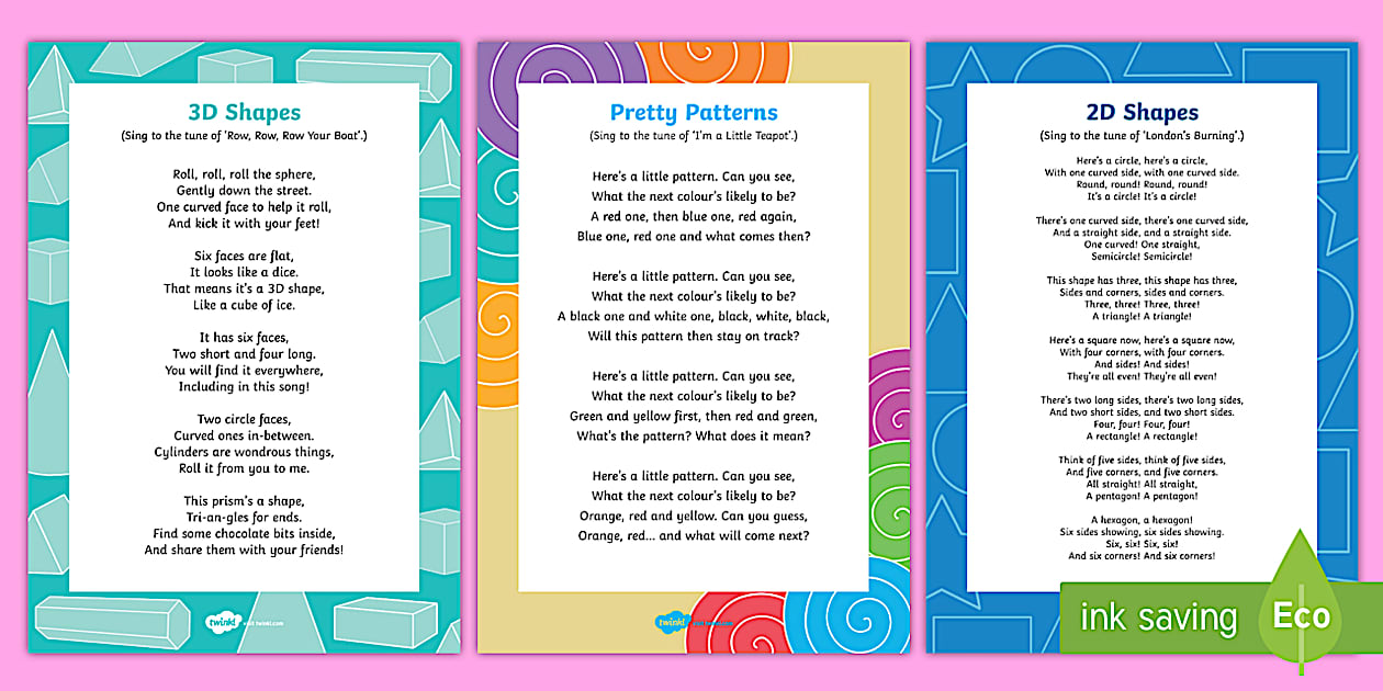 Shape, Measure and Patterns Songs and Rhymes Resource Pack
