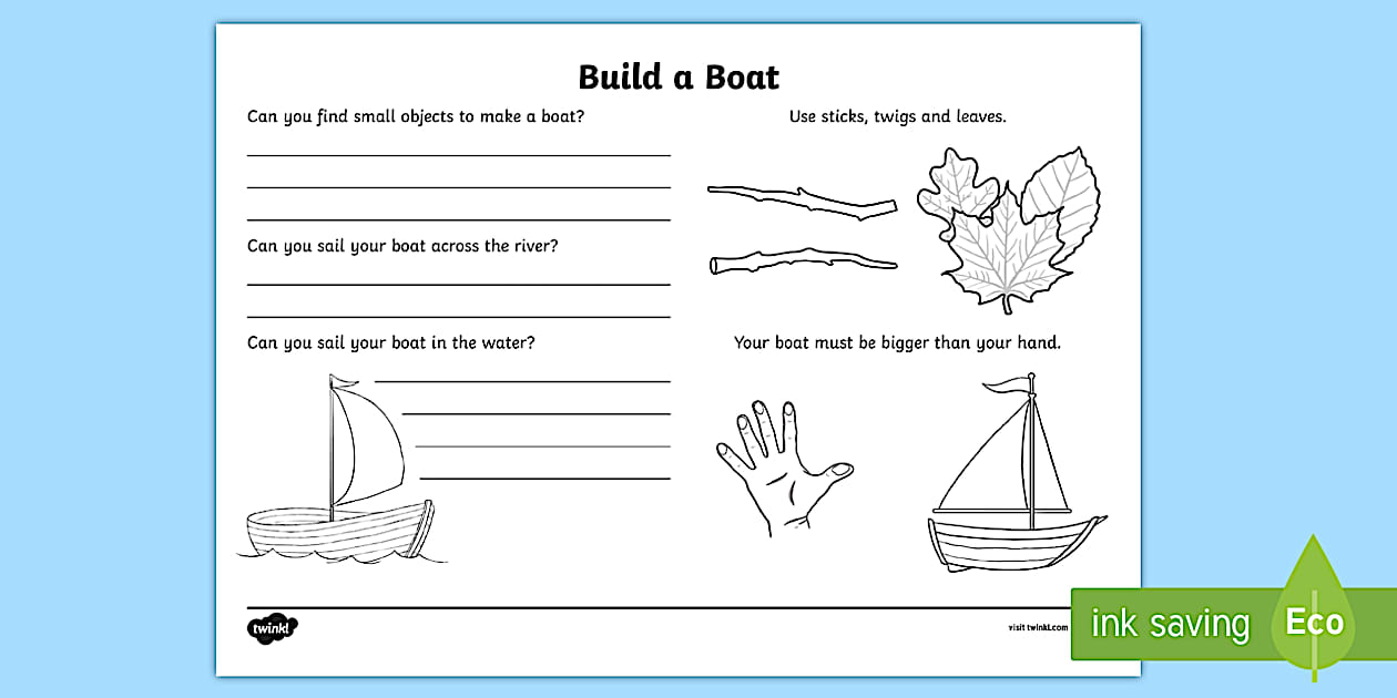 Build a Boat Outdoor Learning Worksheet / Worksheet - Twinkl