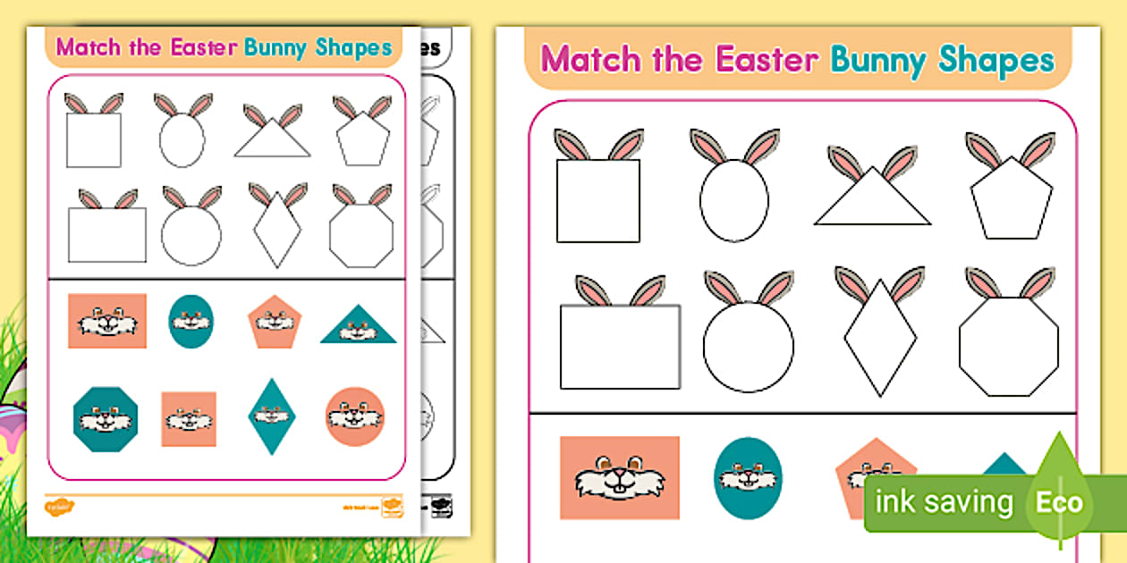 Match the Easter Bunny Shapes Worksheet | Twinkl USA