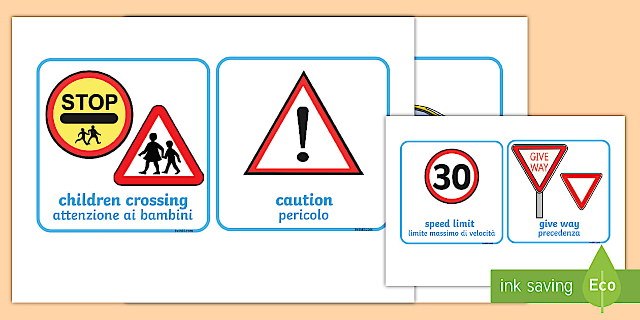 Road Safety Cards English/Italian - Road Safety Cards