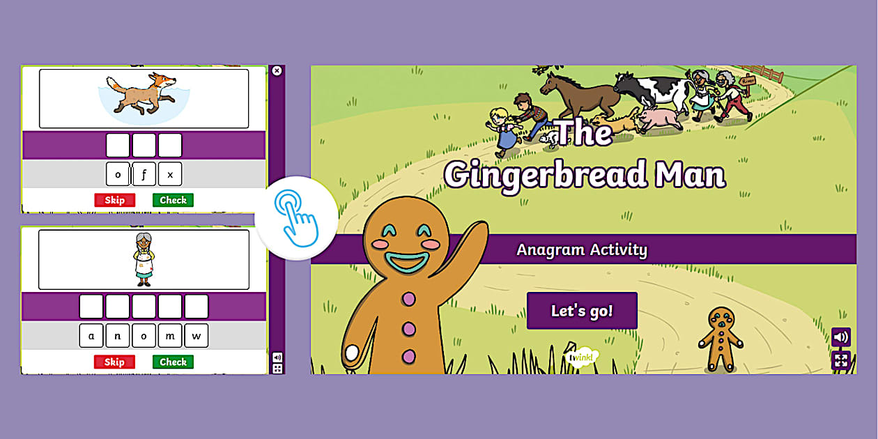 The Gingerbread Man Interactive Anagram Puzzle Game - Twinkl