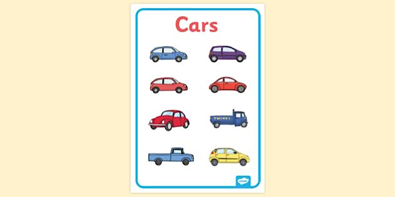 Car Poster for Kids | Colourful Display Poster | Twinkl