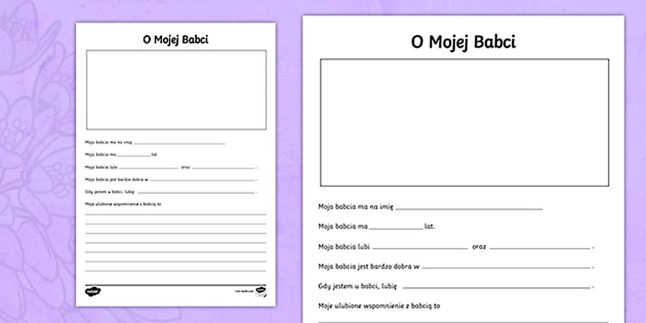 O Mojej Babci - Karta Pracy na Dzień Babci - Twinkl