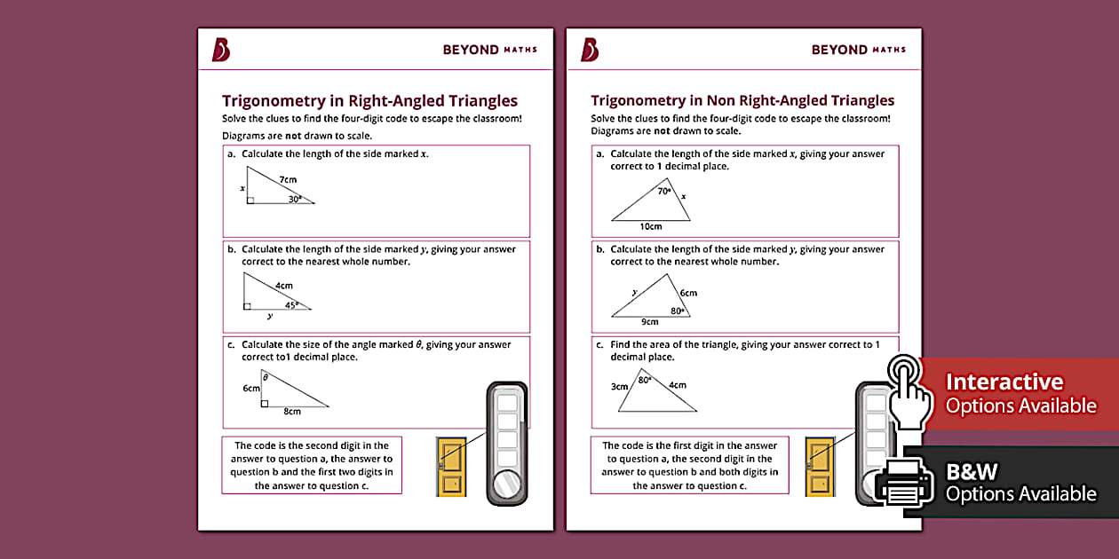 GCSE Escape the Room: Trigonometry Challenge Cards - Twinkl