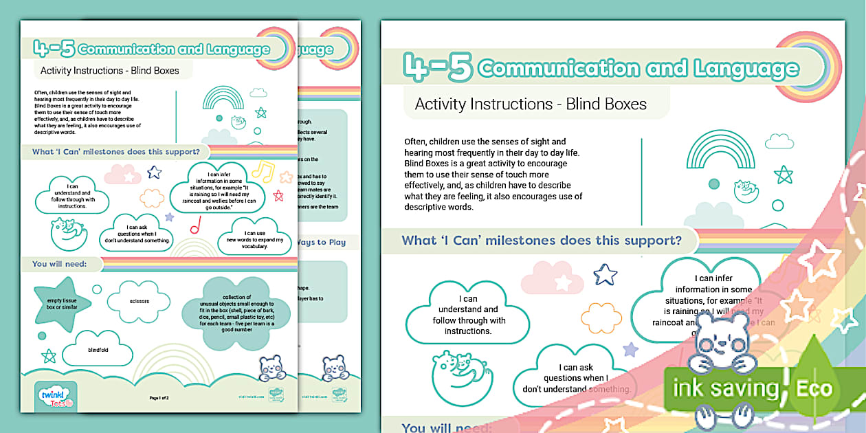 Age 4-5 Communication and Language Activity - Blind Boxes