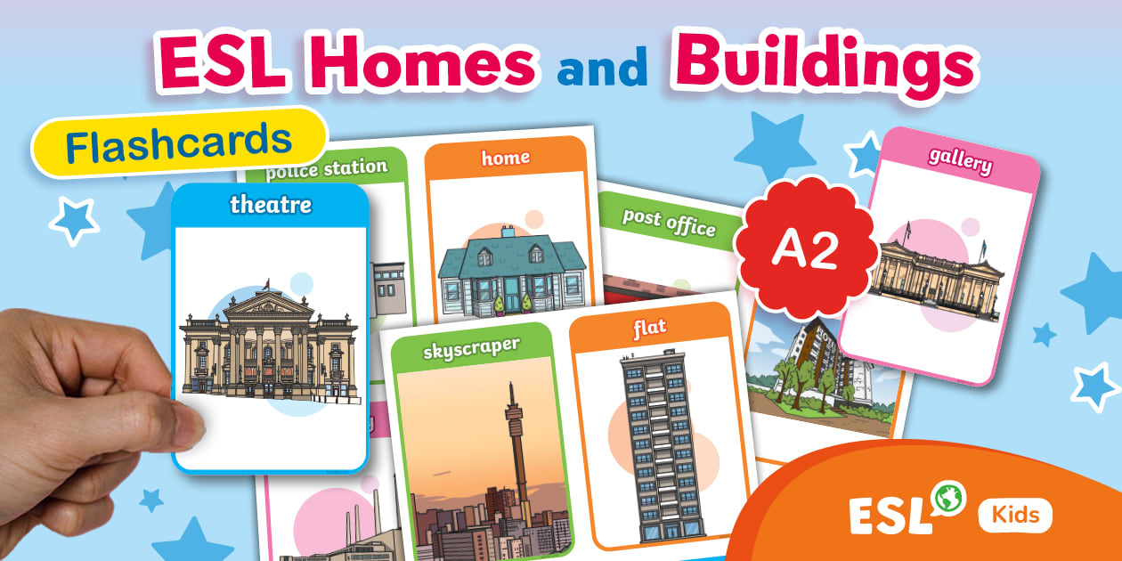 ESL Homes and Buildings Flashcards for Kids