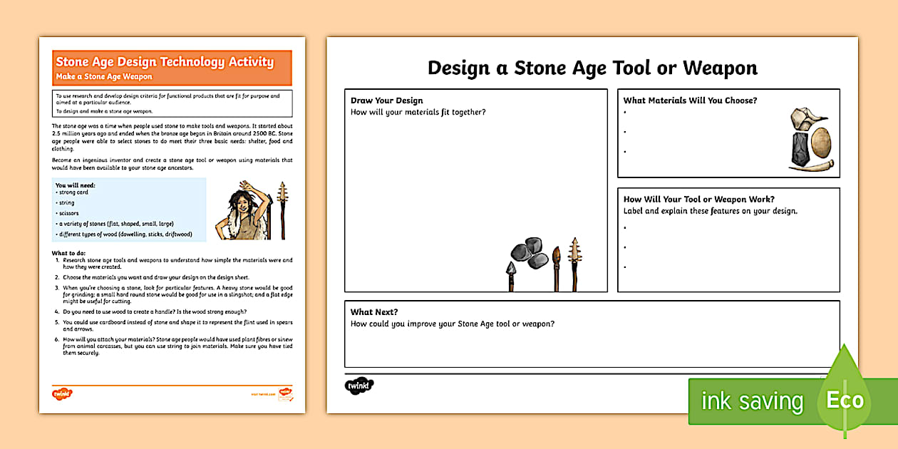 KS2 Stone Age Tool and Weapon Activity