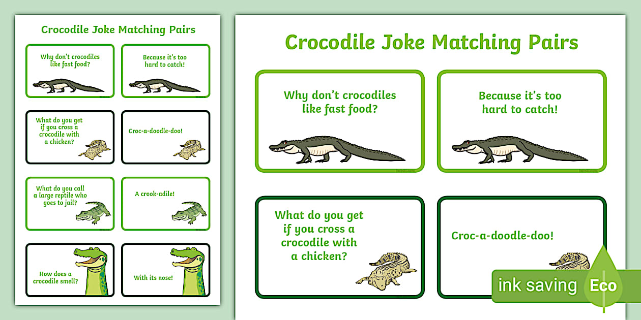 Crocodile Joke Matching Pairs (teacher made) - Twinkl