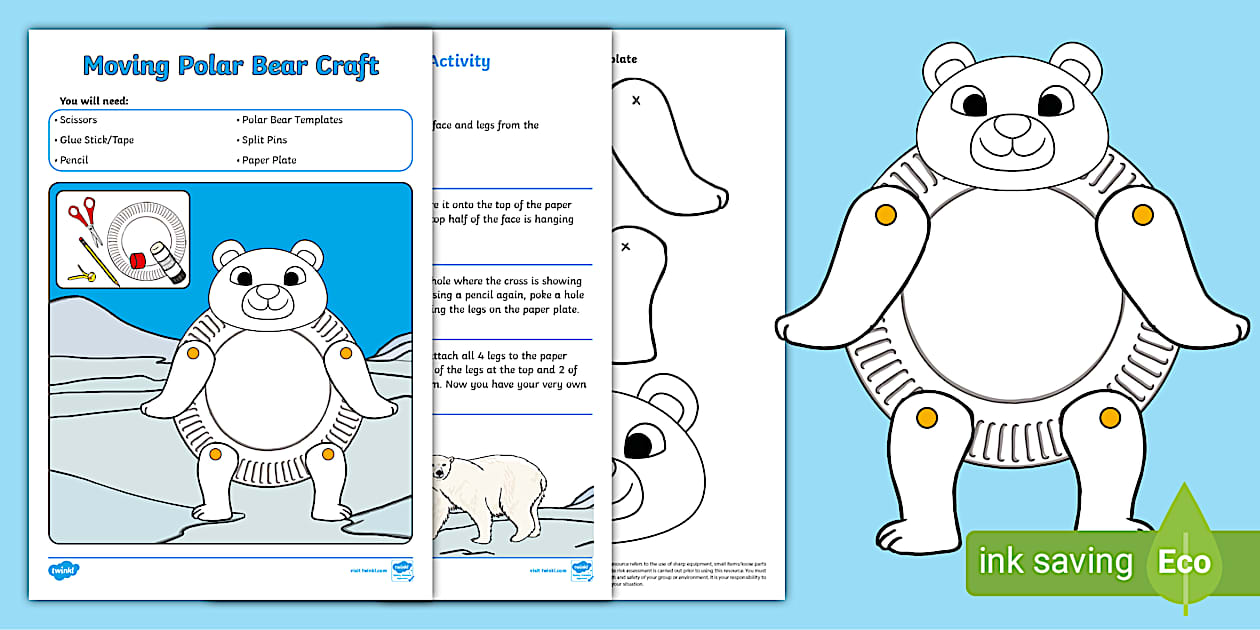 Moving Polar Bear Craft Activity for classroom fun. - Twinkl