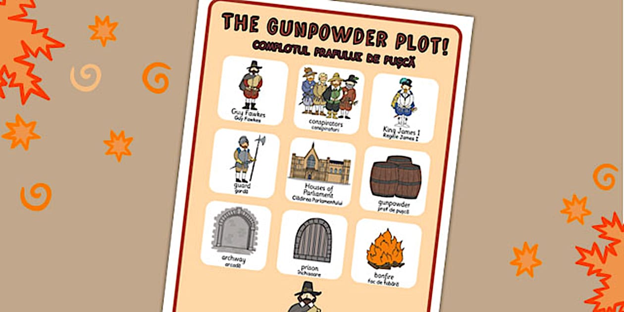 The Gunpowder Plot Vocabulary Poster Romanian Translation - romanian