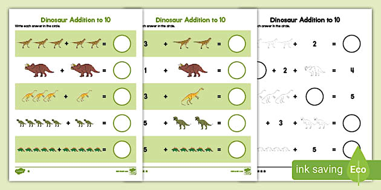 Dinosaur Addition Worksheet | Math Resource | Twinkl USA