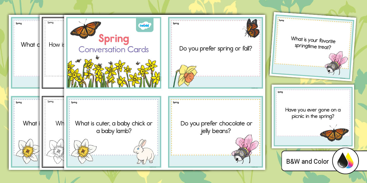 Spring Speaking Conversation Cards for K-2nd Grade - Twinkl