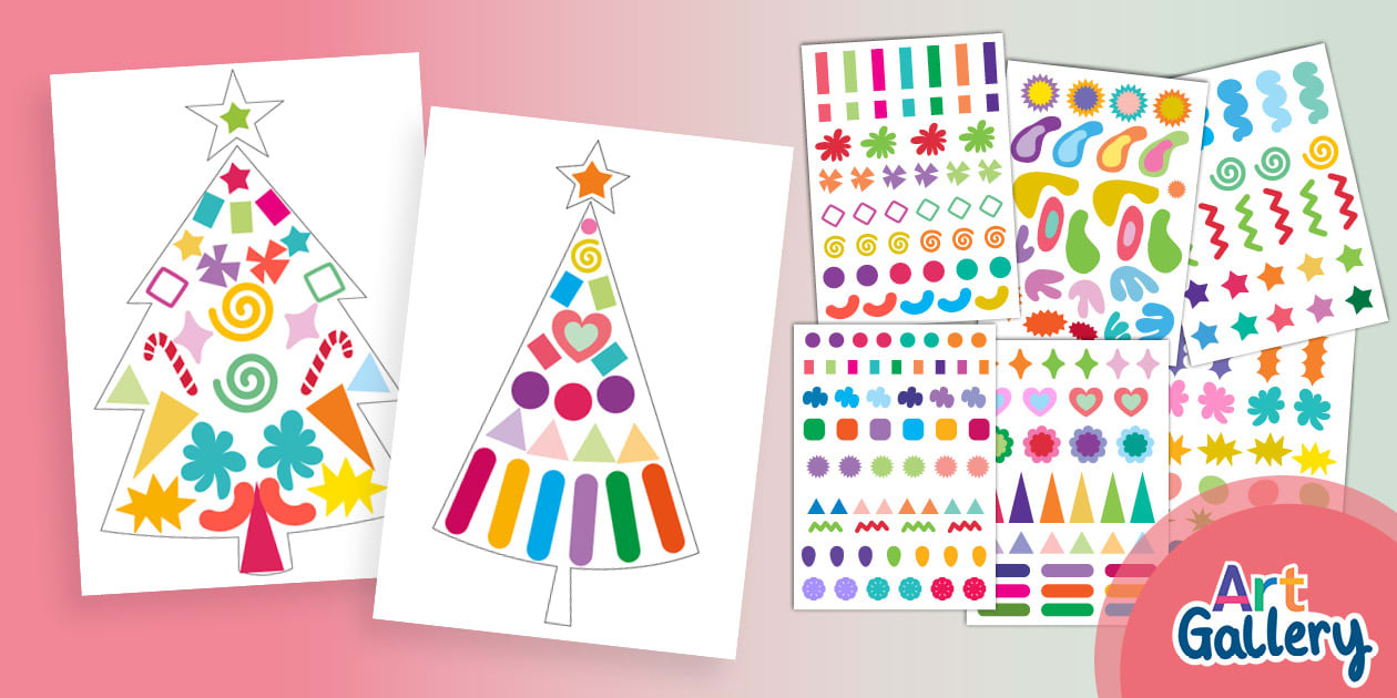 Abstract Christmas Tree Collage Activity (Teacher-Made)
