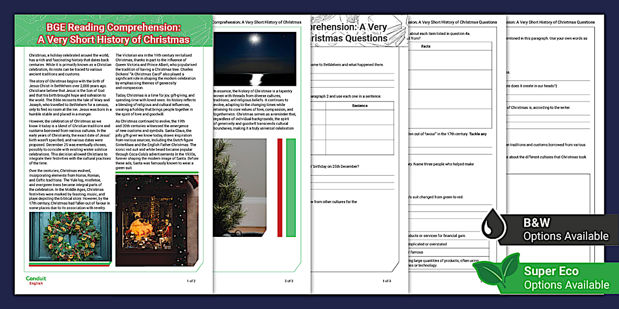 BGE Reading Comprehension: A Very Short History of Christmas