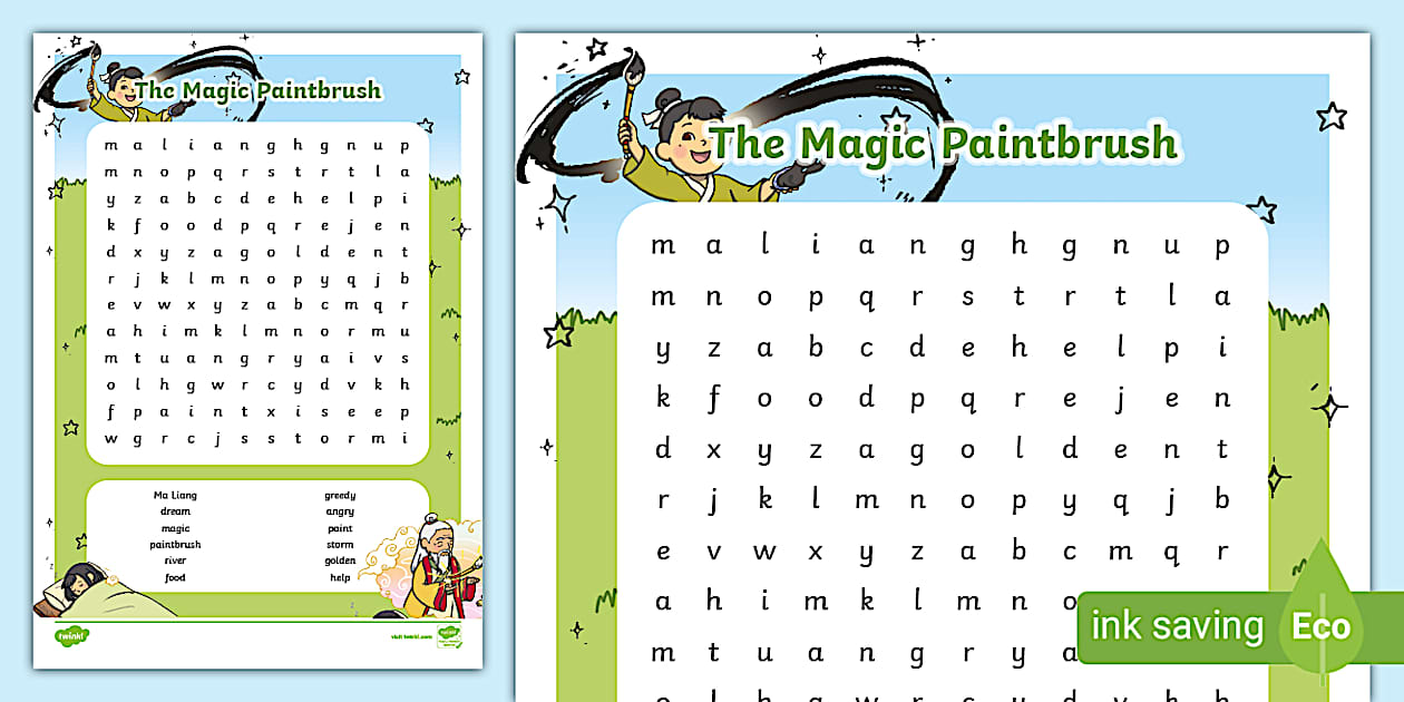 The Magic Paintbrush Word Search - KS1 (teacher made)