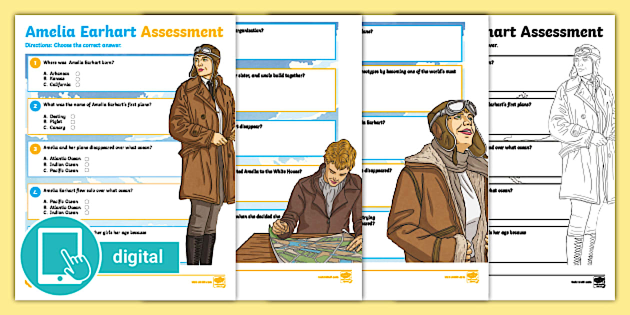Amelia Earhart Assessment for 3rd-5th Grade (Teacher-Made)