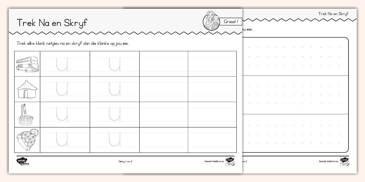 Graad 1 Klanke Handskrif en Lettervorming u - Twinkl